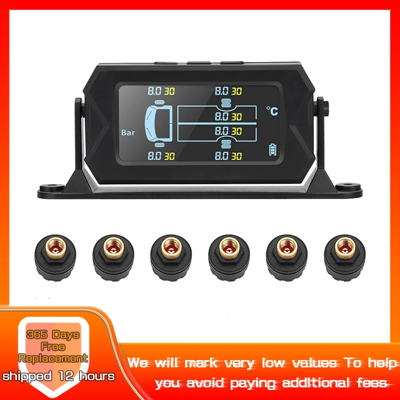 NEW Car Wireless Tire Pressure Monitor 6 External TPMS Sensor 15bar ...