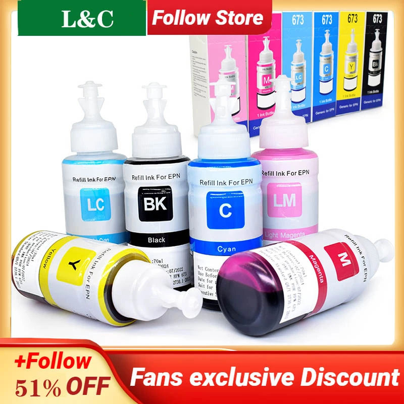 673 T673 Refill Dye Ink For Epson Ecotank L805 L850 L810 L800 L1800 ...