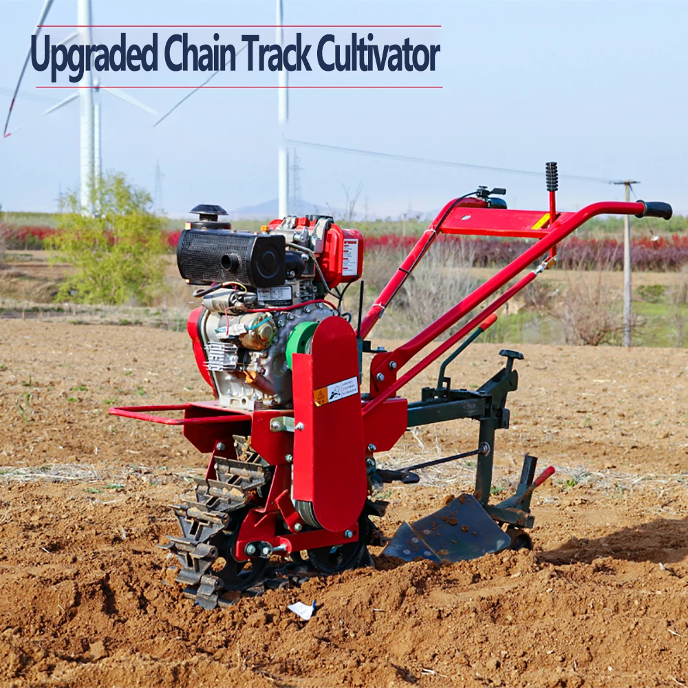 New Chain Rail Micro-Till Small diesel plow Pastoral management machine Hand Pull Electric Start ...