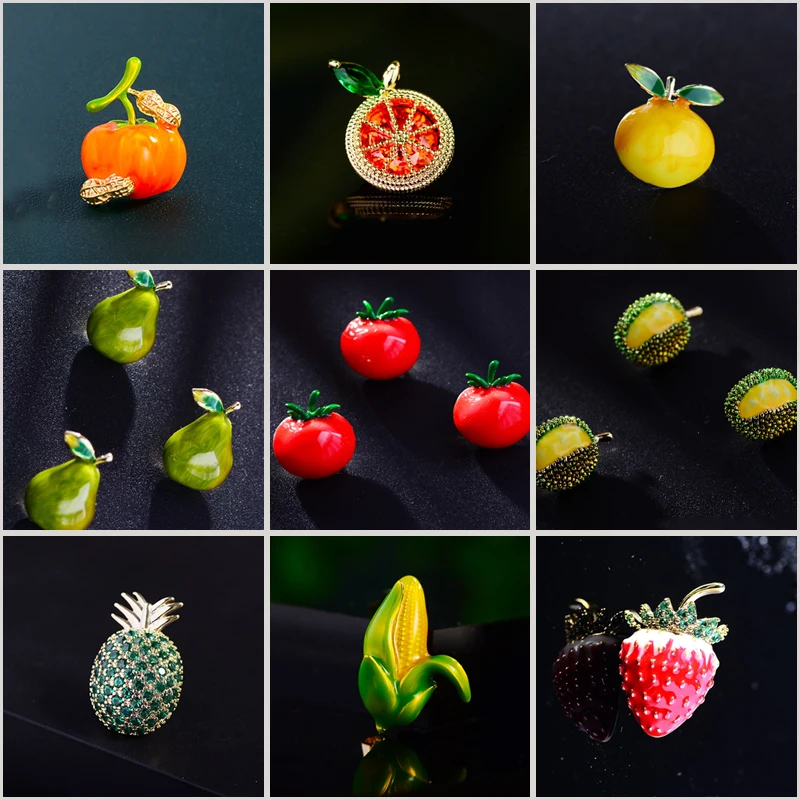 Exquisite-Small-Corn-Tomato-Orange-Blueberry-Durian-Grapefruit-Brooch ...