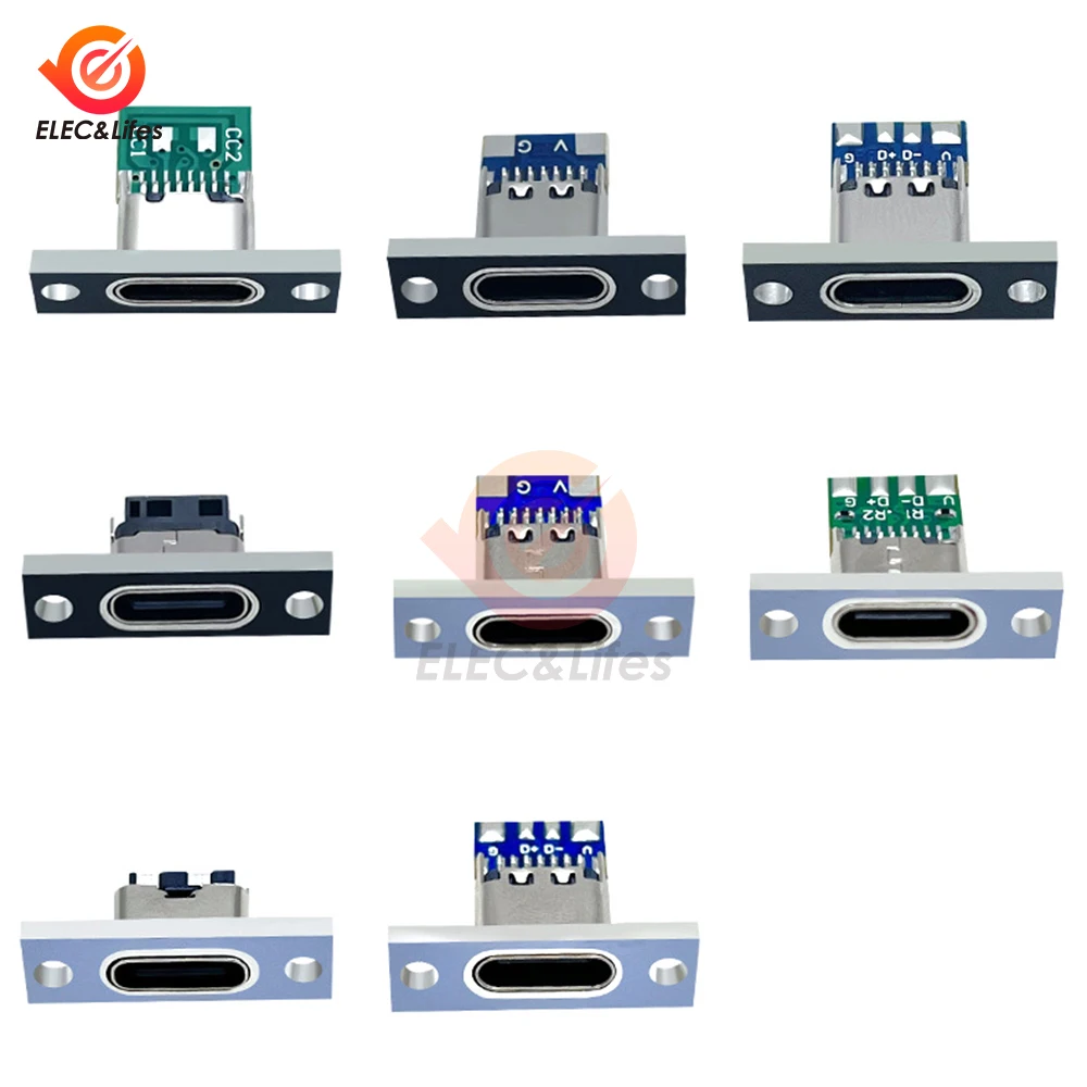 5Pcs-2Pin-4Pin-5Pin-6Pin-TYPE-C-USB-Female-Connector-Panel-Mount-Jack ...