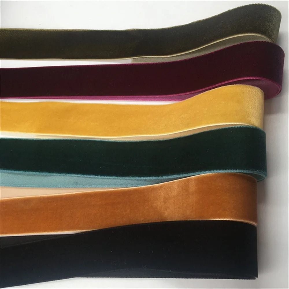 38MM 1/3/5Yards Wine gold black blue Color Single Face Nylon Velvet ...