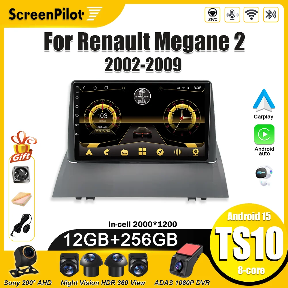 Android 15 for Renault Megane 2 2002-2009 Car Radio Multimedia Video ...