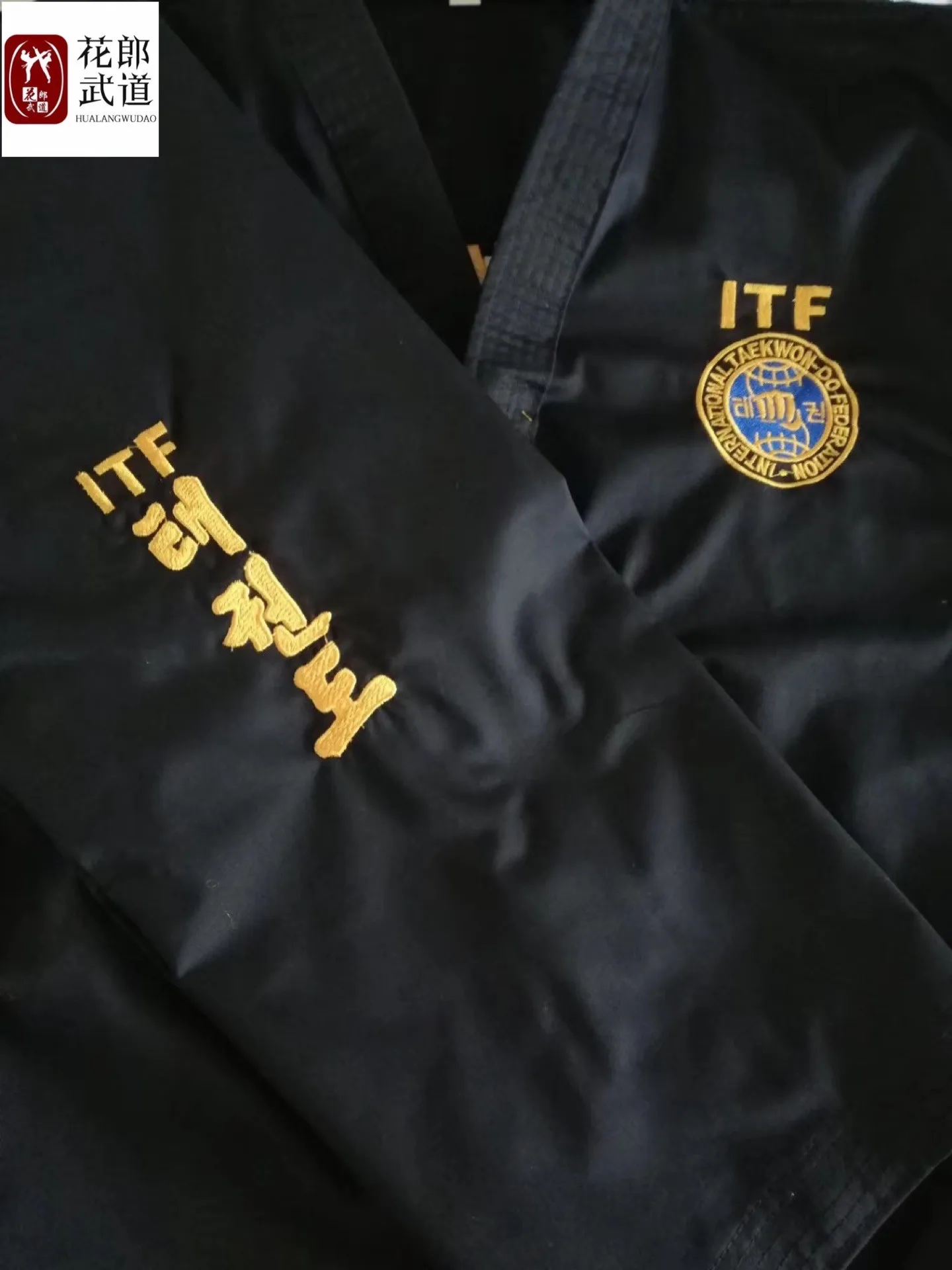 Hot selling Black ITF Taekwondo students uniforms full golden ...