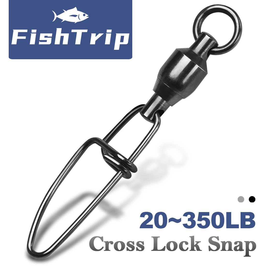 FishTrip-Crosslock-Snap-Ball-Bearing-Swivels-Stainless-Steel-Black ...