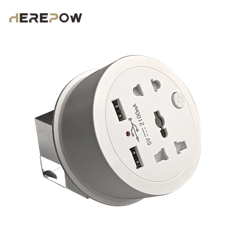 Herepow-Dual-USB-Universal-Five-Hole-Socket-EU-UK-US-TH-AU-Standard ...