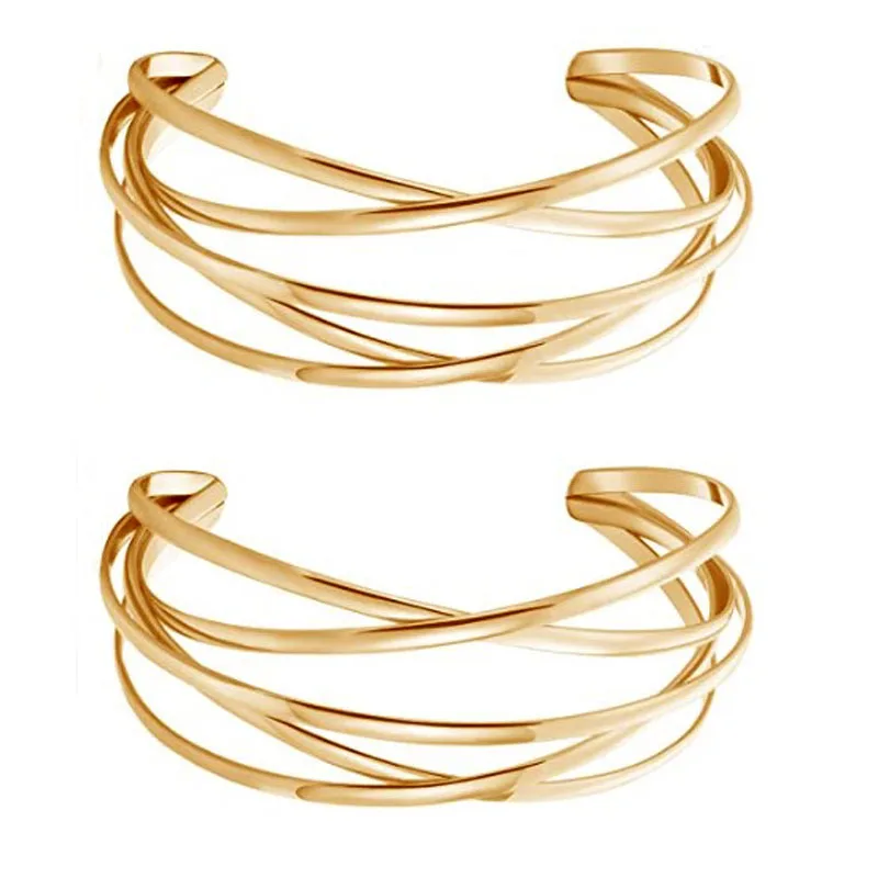 Brazalete-abierto-de-lujo-con-alambre-de-Metal-chapado-en-oro-para ...