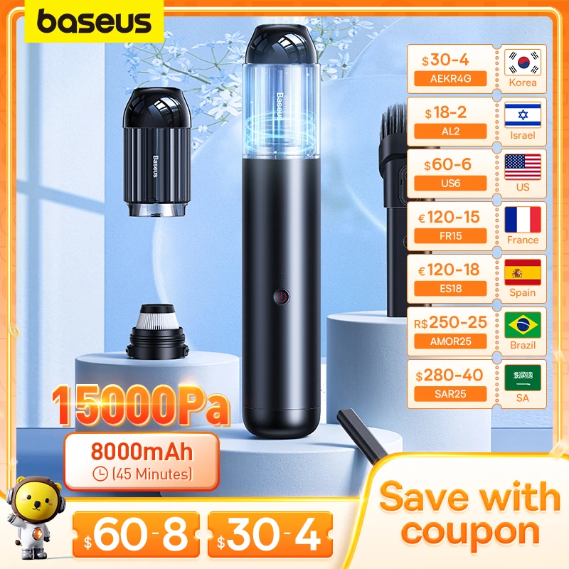 Baseus Vacuum Cleaner 15000pa Wireless Portable Handheld 135w Strong ...