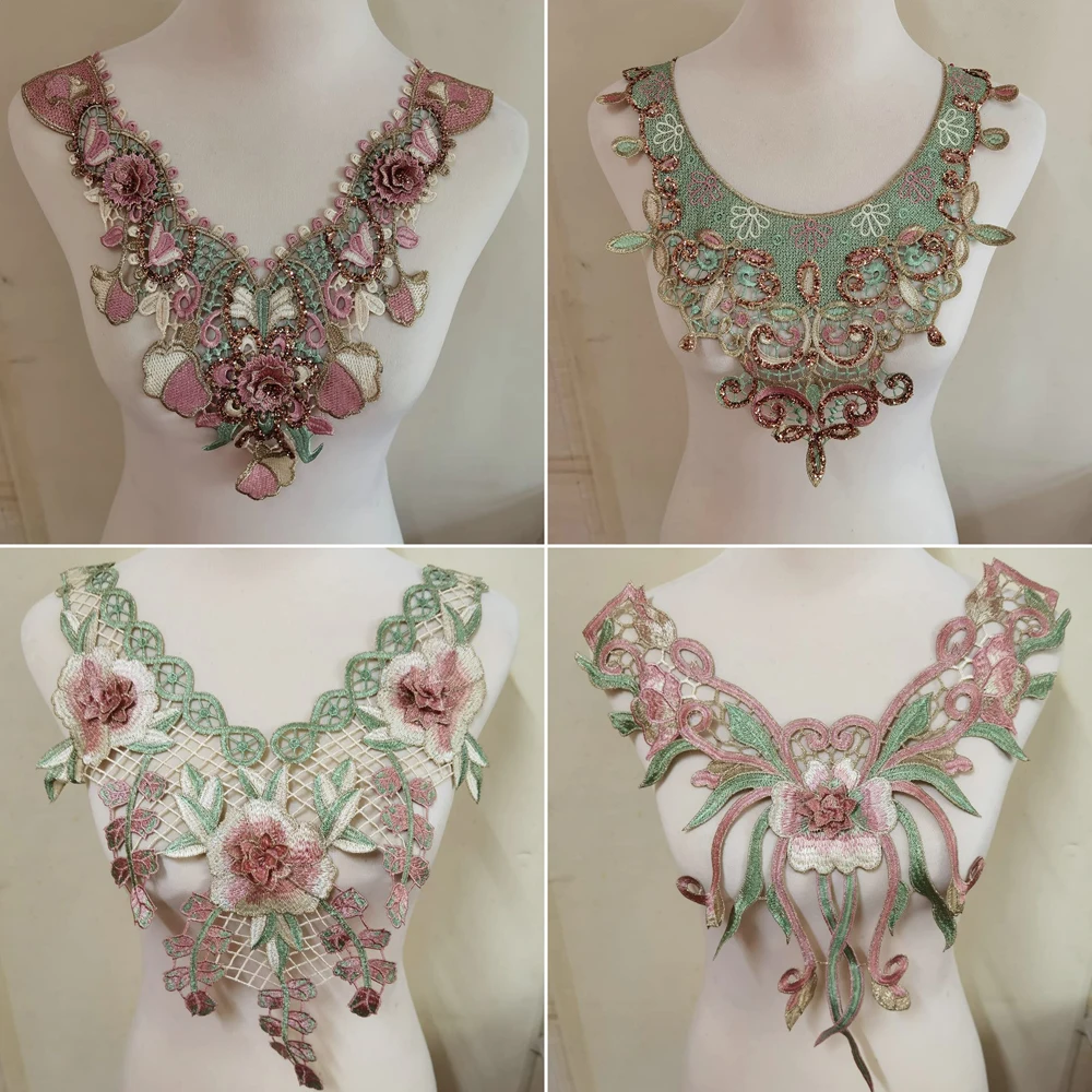 1 Piece Lace Neckline Collar DIY Embroidery Fabric Sewing Garment Craft ...