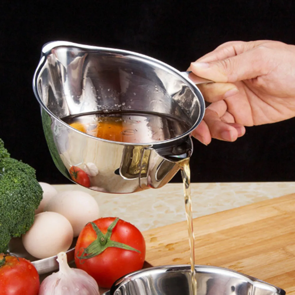 304-Stainless-Steel-Gravy-Oil-Soup-Fat-Separator-Grease-Oiler-Filter ...