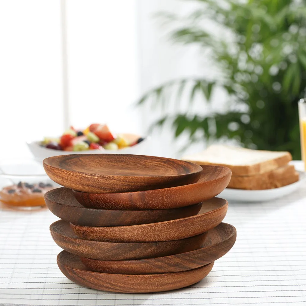 1PC-Natural-Wooden-Dish-Round-Tray-Food-Serving-Plate-Wood-Snack ...