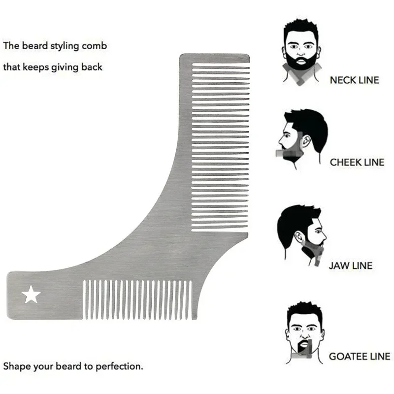 Stainless-Steel-Beard-Stencil-Beard-Modeling-Comb-Template-Styling-Comb ...