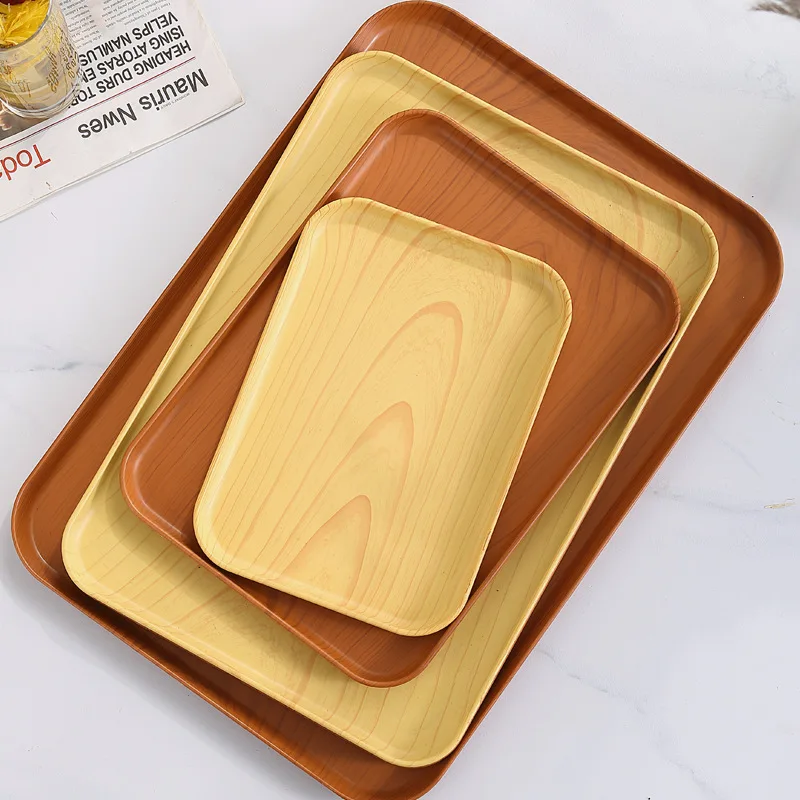 Simulated-wood-grain-plastic-rectangular-tray-large-capacity-fruit-tray ...