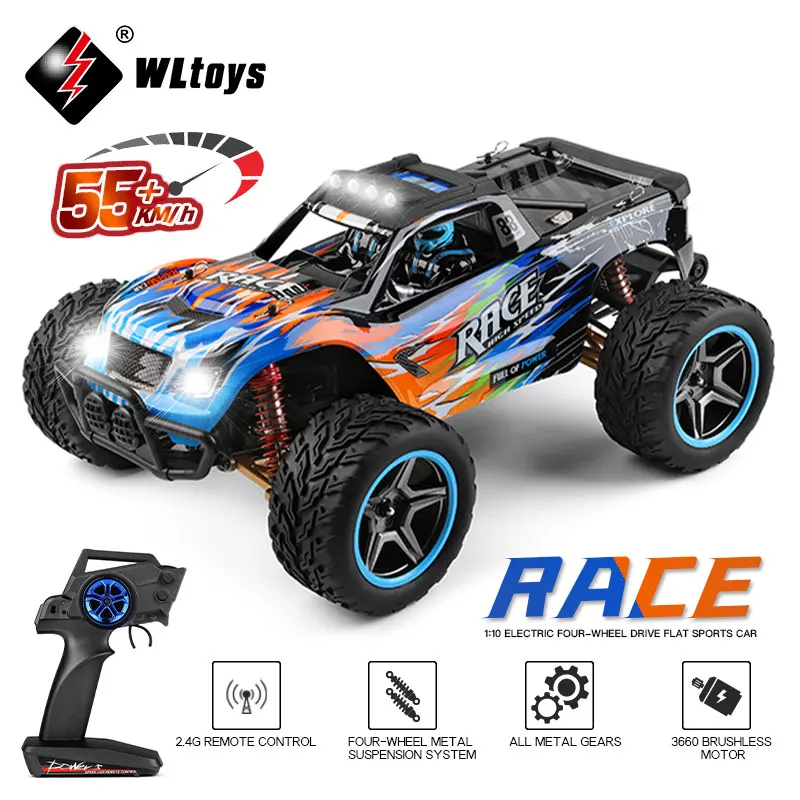 Wltoys 104019 1:10 2.4G RC Car 55KM/H Off Road Racing 3650 Brushless Motor Metal Chassis ...