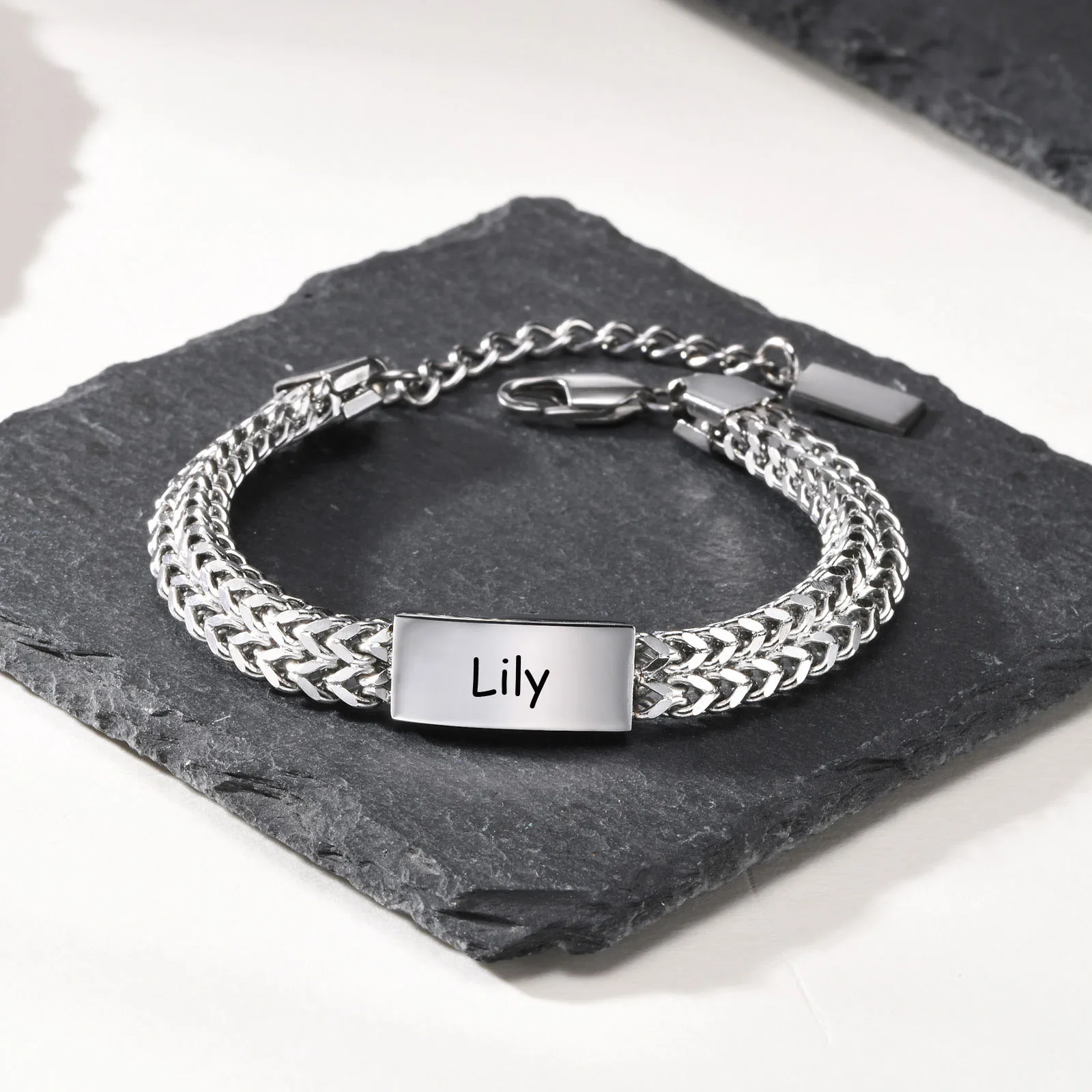 Personalized Chunky Stainless Steel ID Bracelets for Men,Custom Love ...