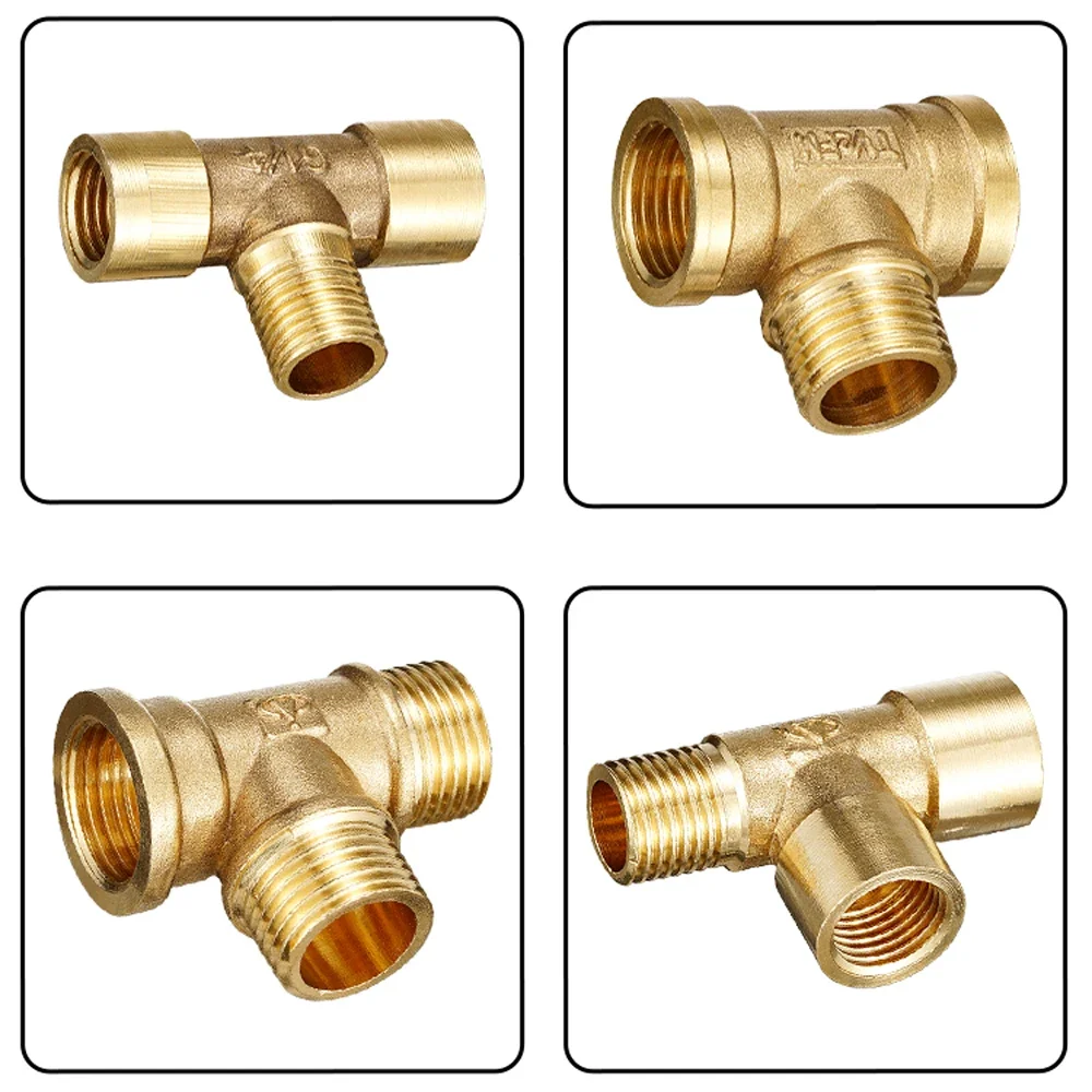 1-2-BSP-Female-Male-Tee-3-Ways-Splitter-Brass-Pipe-Fitting-Connector ...