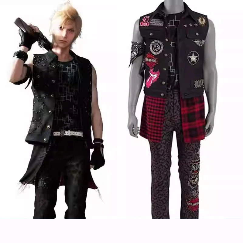 Game FFXV Cosplay Prompto Argentum Costume Man's Vest Pants Full Set ...