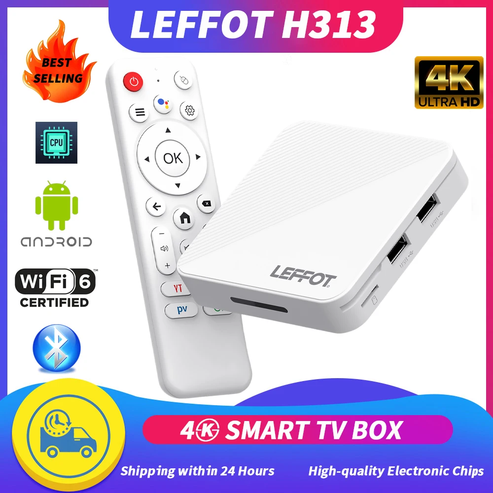 Caja de TV Android LEEFOT H313 Android 14,0 IPTV Box Wifi6 RK3518 Quad ...