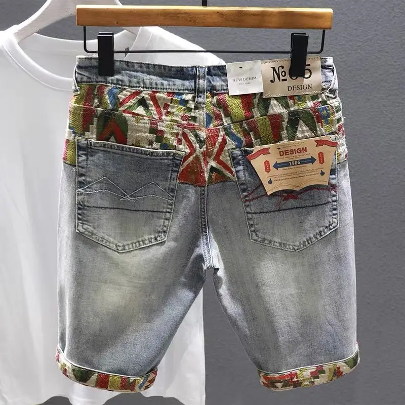 Man-Denim-Shorts-Selvedge-Multi-Color-Short-Jeans-Pants-for-Men-Graphic ...