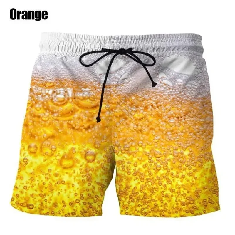 Cool Beer Pattern Beach Shorts For Men Sparkling Wine 3D Printed Swim ...