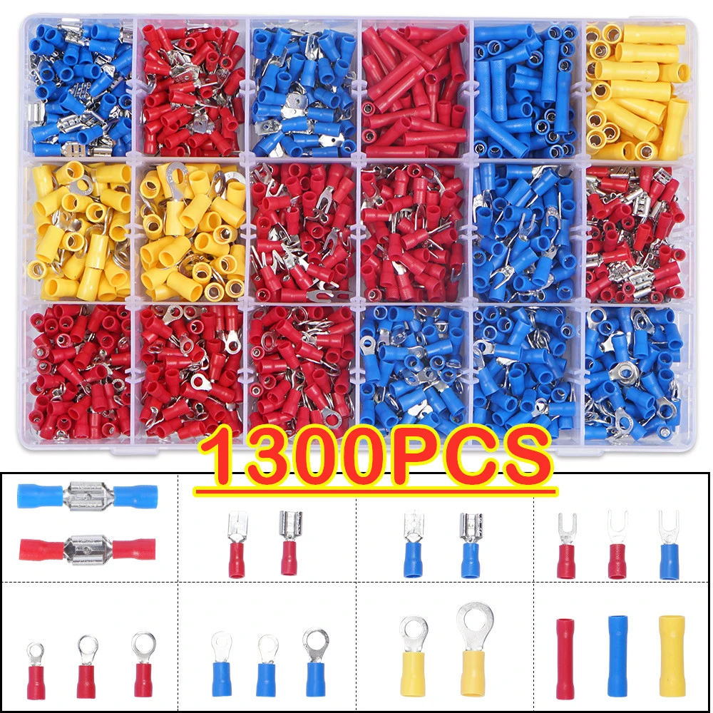 1300/480/140Pcs Assorted Spade Terminals Insulated Cable Connector ...
