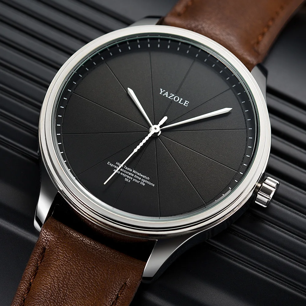 YAZOLE 2023 New Stylish Minimalism Watch For Men Black Round Dial ...