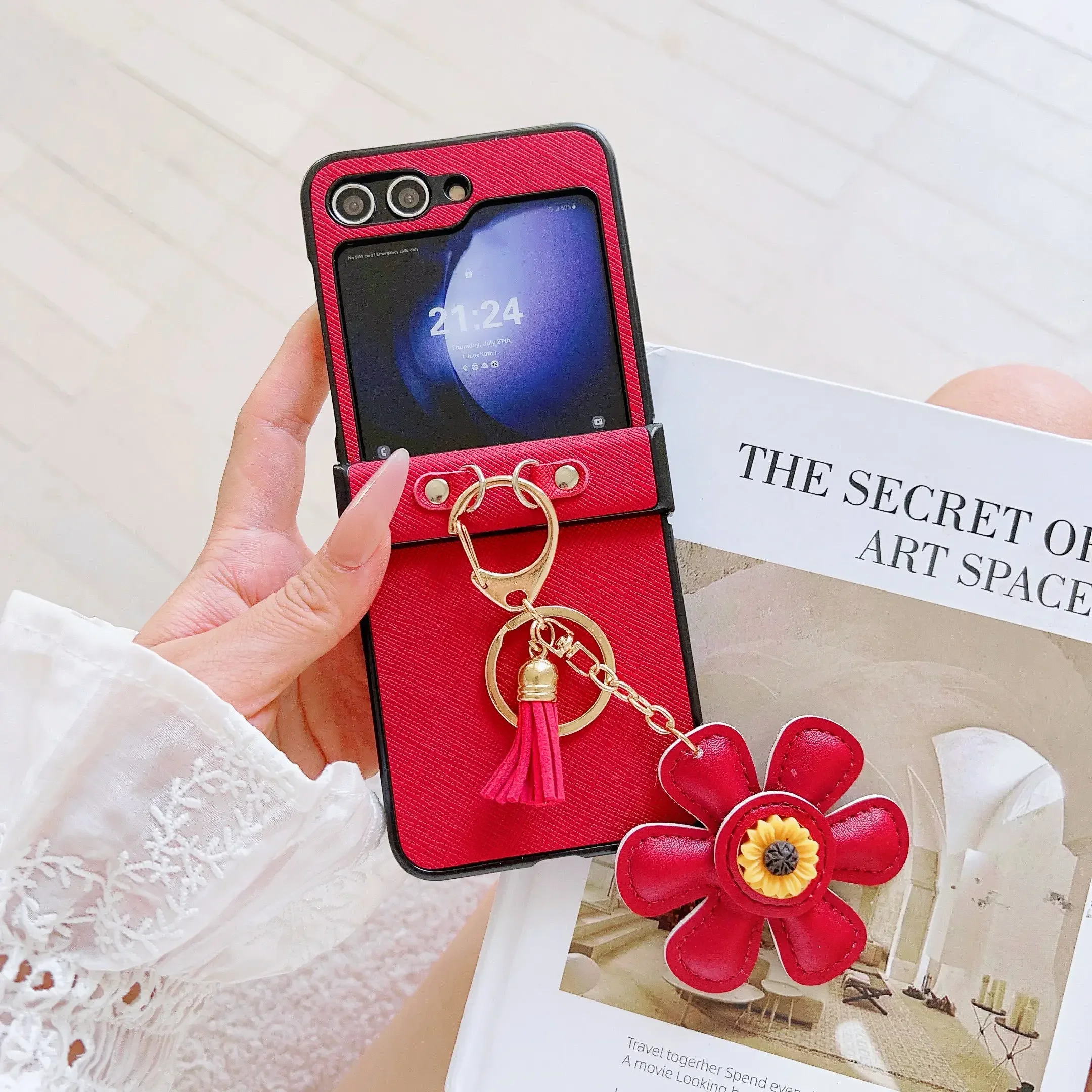 Floral PU Leather Shockproof Phone Case with Hinge Protection for ...