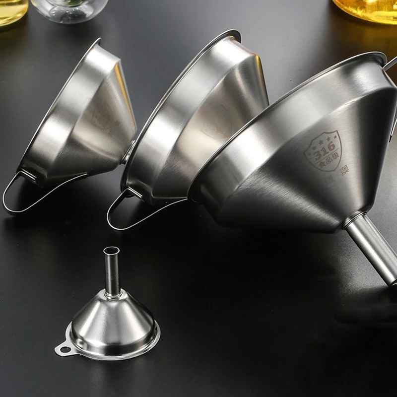 Stainless Steel Kitchen Accessories Funnel | Stainless Steel Cooking Oil Filter - Funnel ...