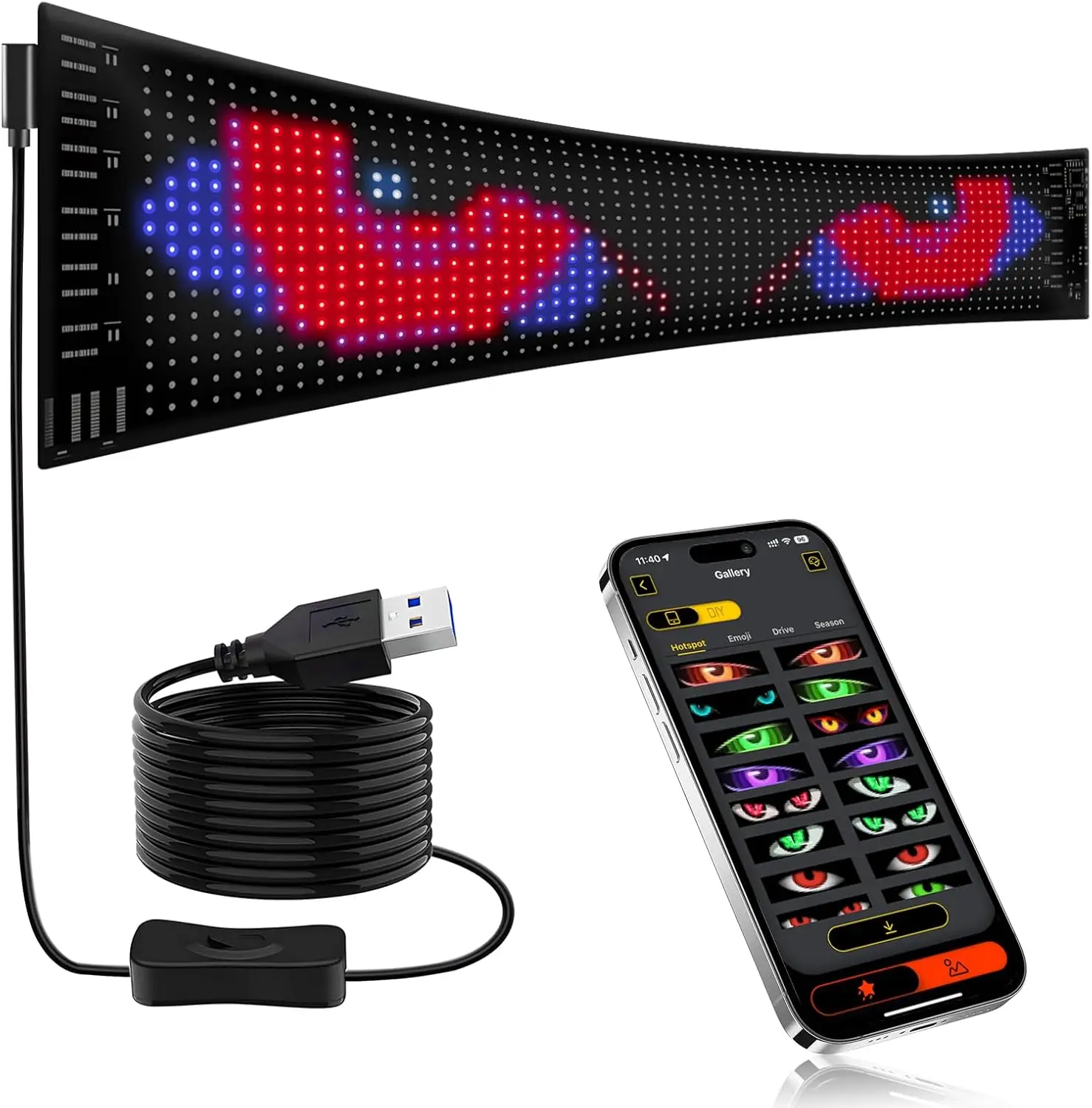 Devil Eye Flexible RGB LED Matrix Panel Programmable Scrolling Text ...