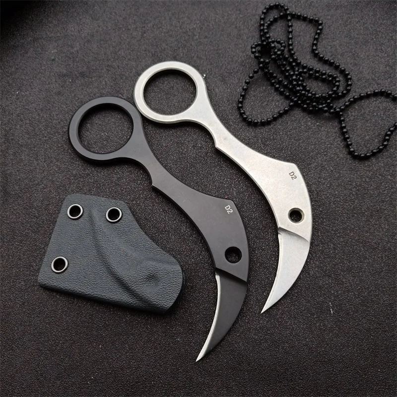 D2-Messer-mit-fester-Klinge-taktische-Klauen-messer-Camping-Outdoor ...