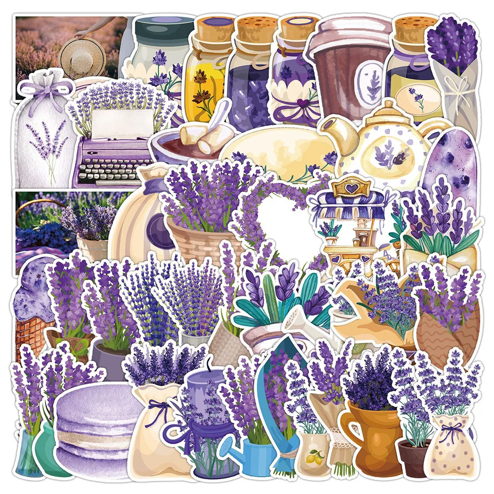 10/30/50pcs Kawaii Cartoon Lavender Flower Aesthetic Stickers Decals ...