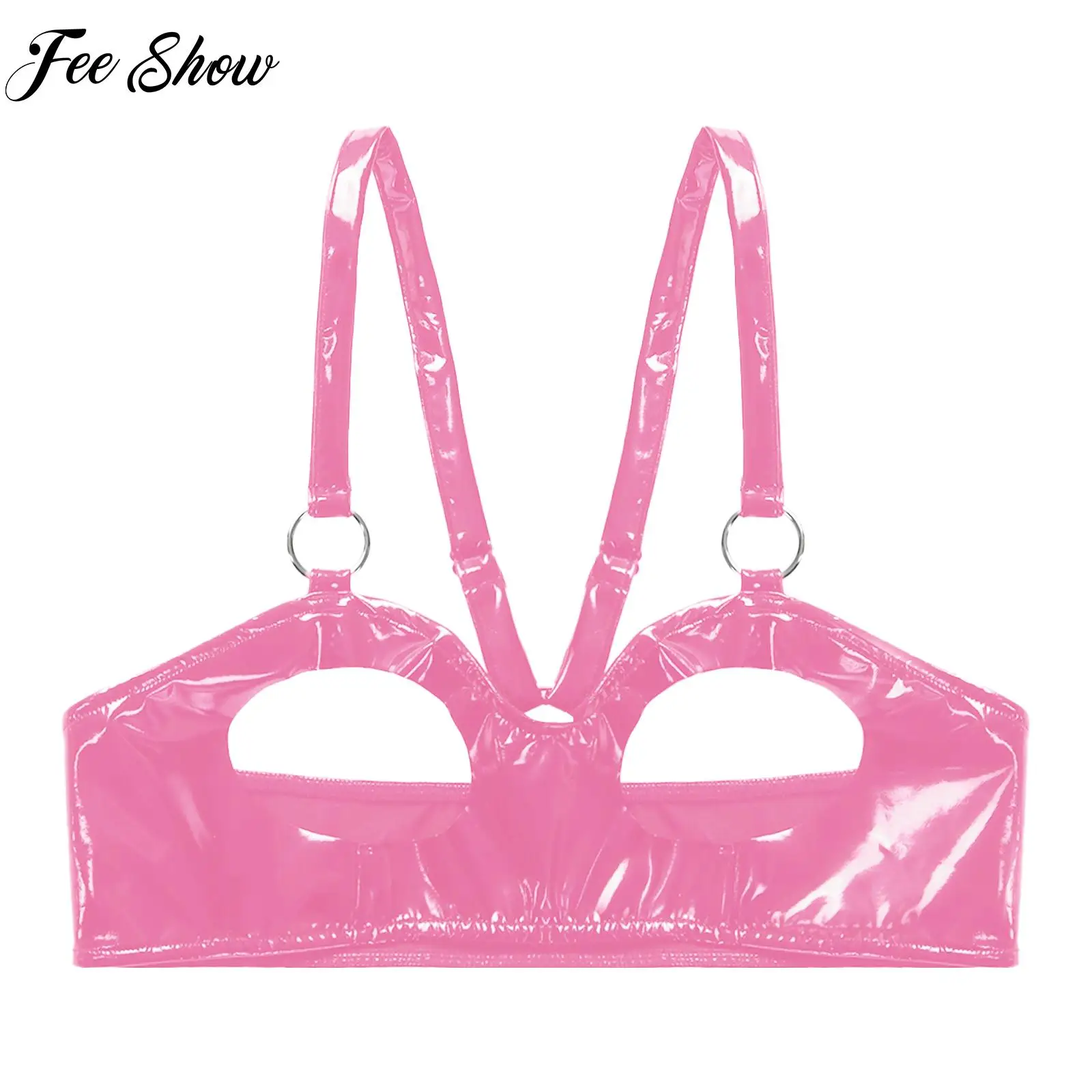 Womans Open Cup Leather Bra | Latex Patent Leather Bra | Open Bra ...