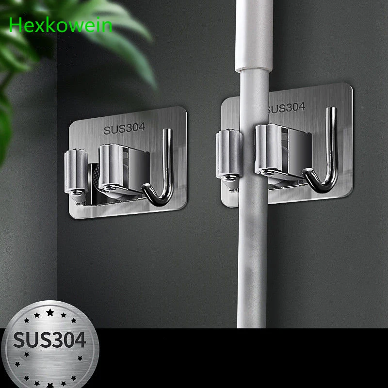 Stainless Steel Wall Mounted Mop Holder - Stainless Steel Adhesive Wall ...