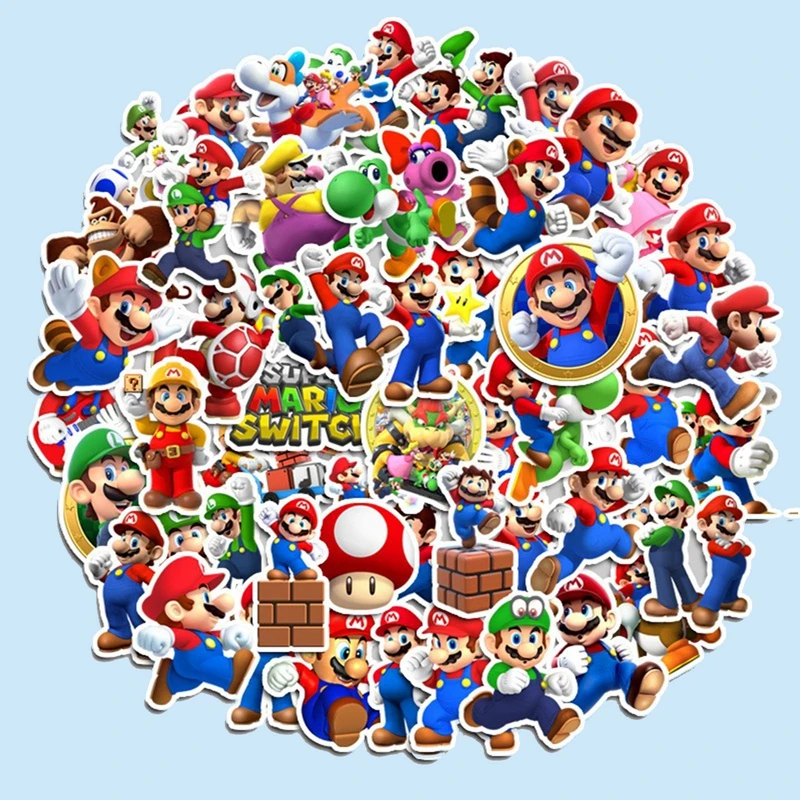 50PCS-Set-Cartoon-Mario-Stickers-DIY-Notebook-Mario-Bros-Luigi-Yoshi ...