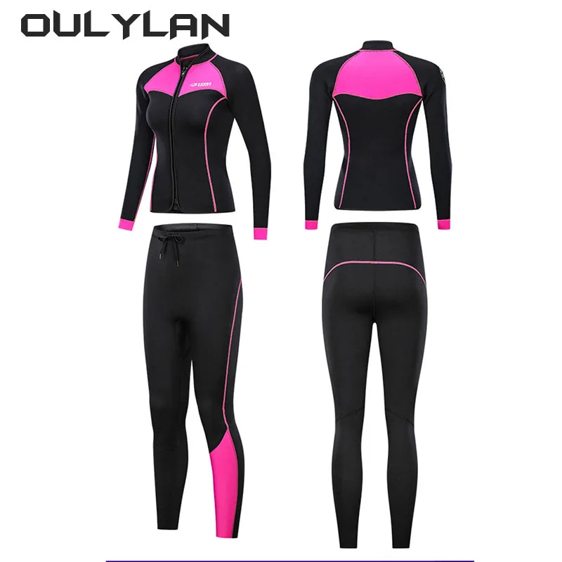 Women-Two-piece-Diving-Set-Long-Pants-Keep-Warm-Swimming-Jacket ...