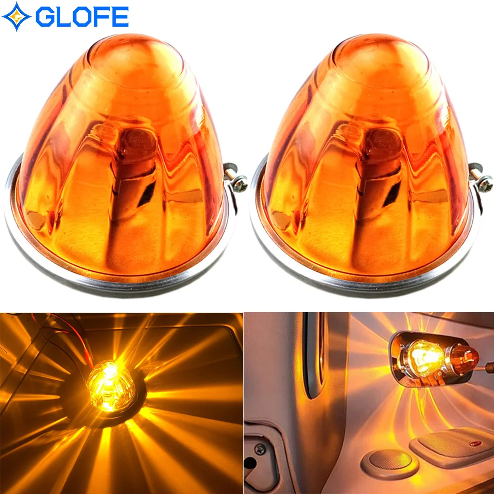 2X-Watermelon-LED-Bulbs-Light-Amber-Glass-Lens-Lights-1156-1-Wire ...