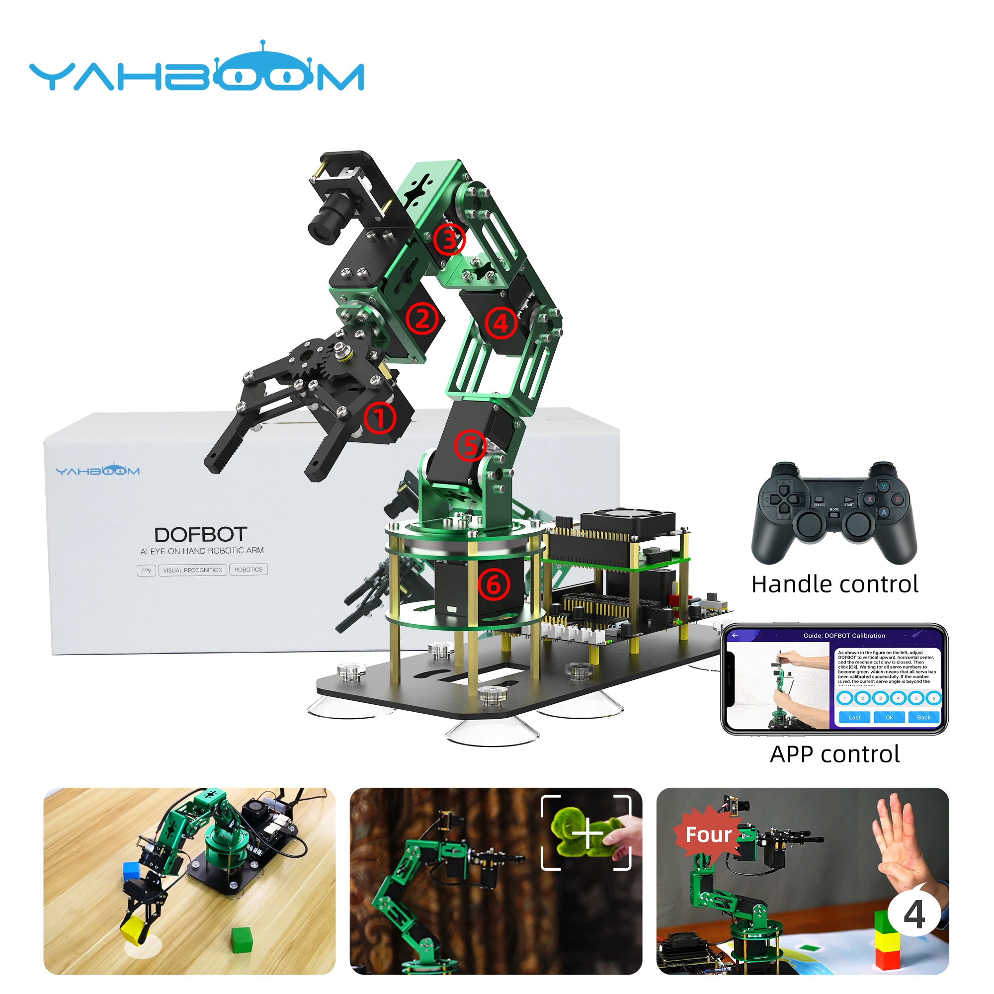 Yahboom DOFBOT AI 비전 로봇 암 키트, RaspberryPi 4B 용 ROS 로봇, 파이썬 프로그래밍 개체 인식 ...