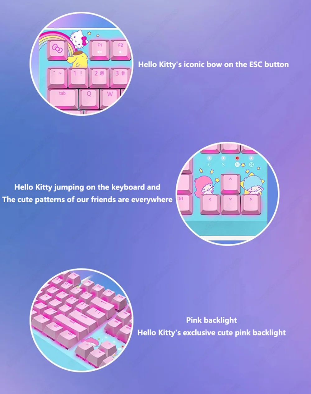 Teclado Mecânico RAZER Sanrio Hello Kitty 50th Anniversary com Pacote ...