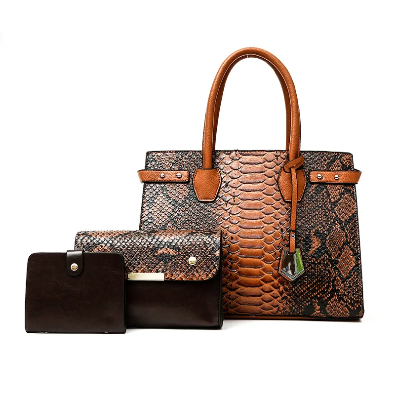 Women-s-Python-Snakeskin-Tote-Bag-Set-with-handbag-Wallet-and-Clutch-3 ...