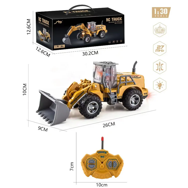Rc Car Toys Truck 1:30 Wheel Shovel Loader 6CH 4WD Metal Remote Control ...