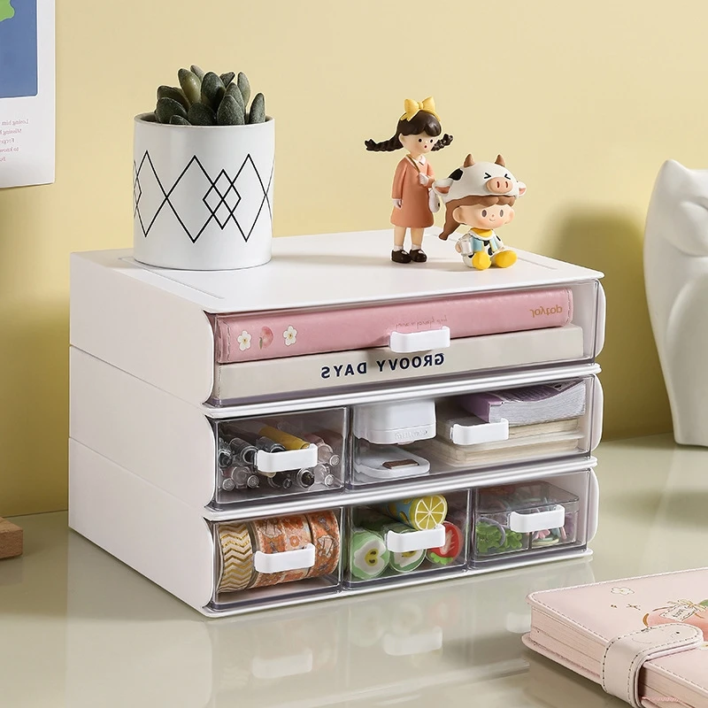 Modern simple desktop storage box Desktop multi-layer drawer type small ...