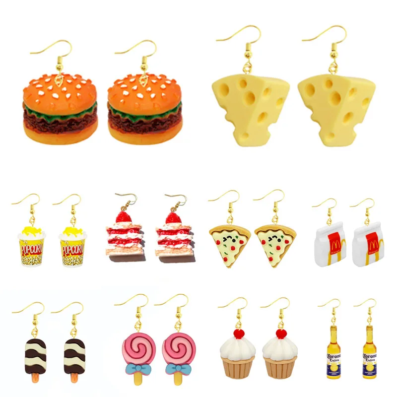Funny-Resin-Earrings-for-Women-Cute-Foods-Hamburg-Pizza-Chicken-Leg ...