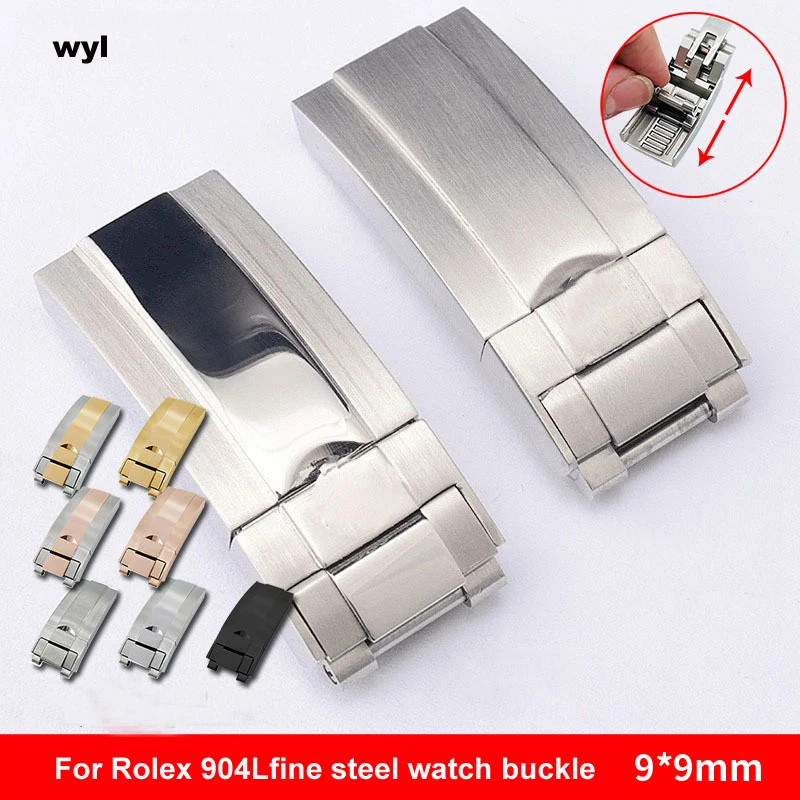 9mm Stainless steel folding buckle glide lock for Rolex submariner ...