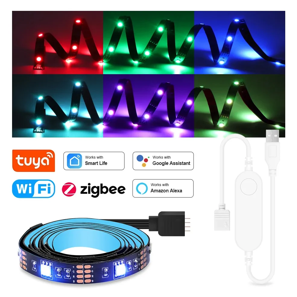 Smart-Zigbee-USB-Led-Lights-Tuya-Wifi-RGB-led-Strip-DC5V-5050-Smart-Led ...