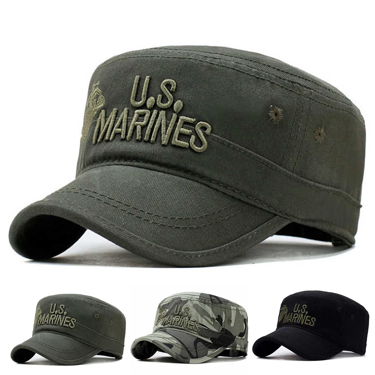Unisex US MARINES Letter Embroidery Embroidery Military Cap Spring ...
