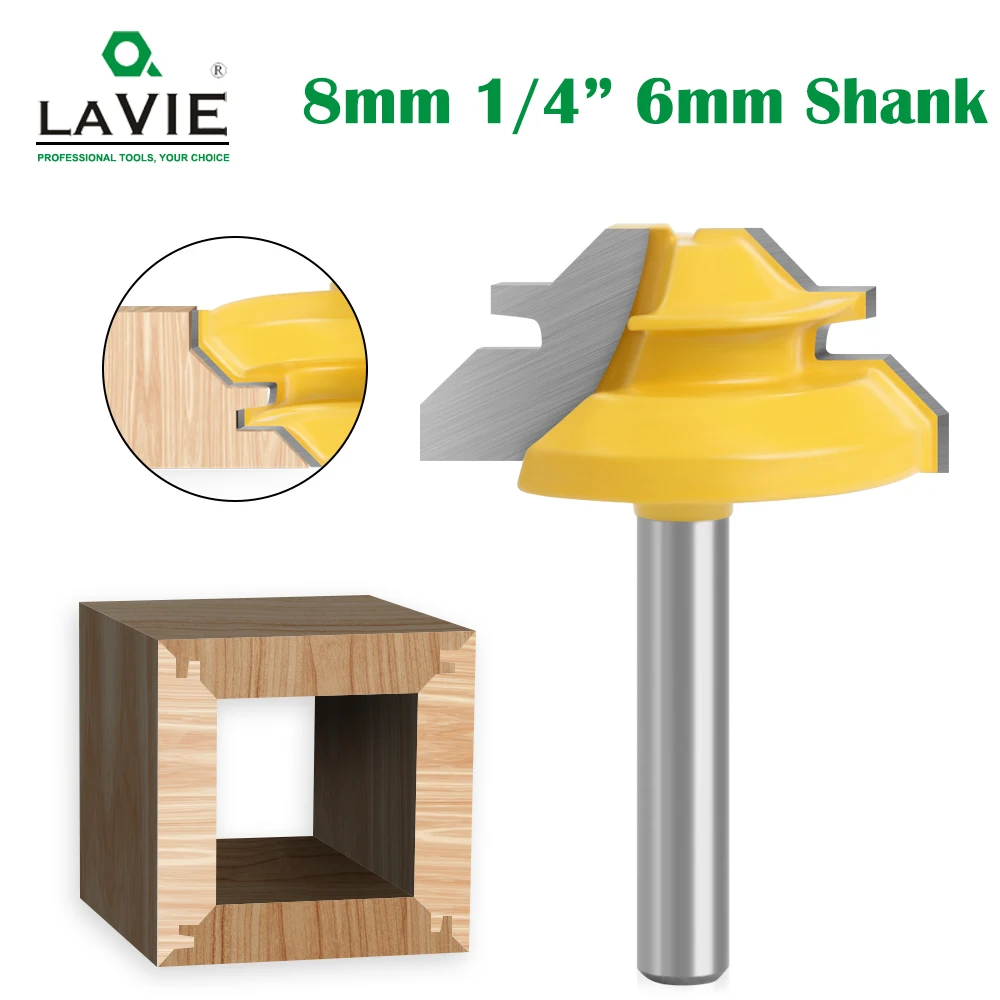 LAVIE-1Pc-1-4-Shank-6MM-8MM-45-Degree-Lock-Miter-Router-Bit-Tenon ...