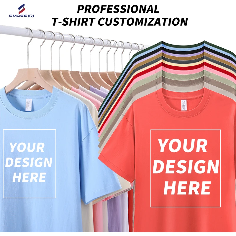 Custom Heavyweight t-shirt 220g 100% Cotton T-Shirts Mens Casual Round Neck T-shirt High Quality ...