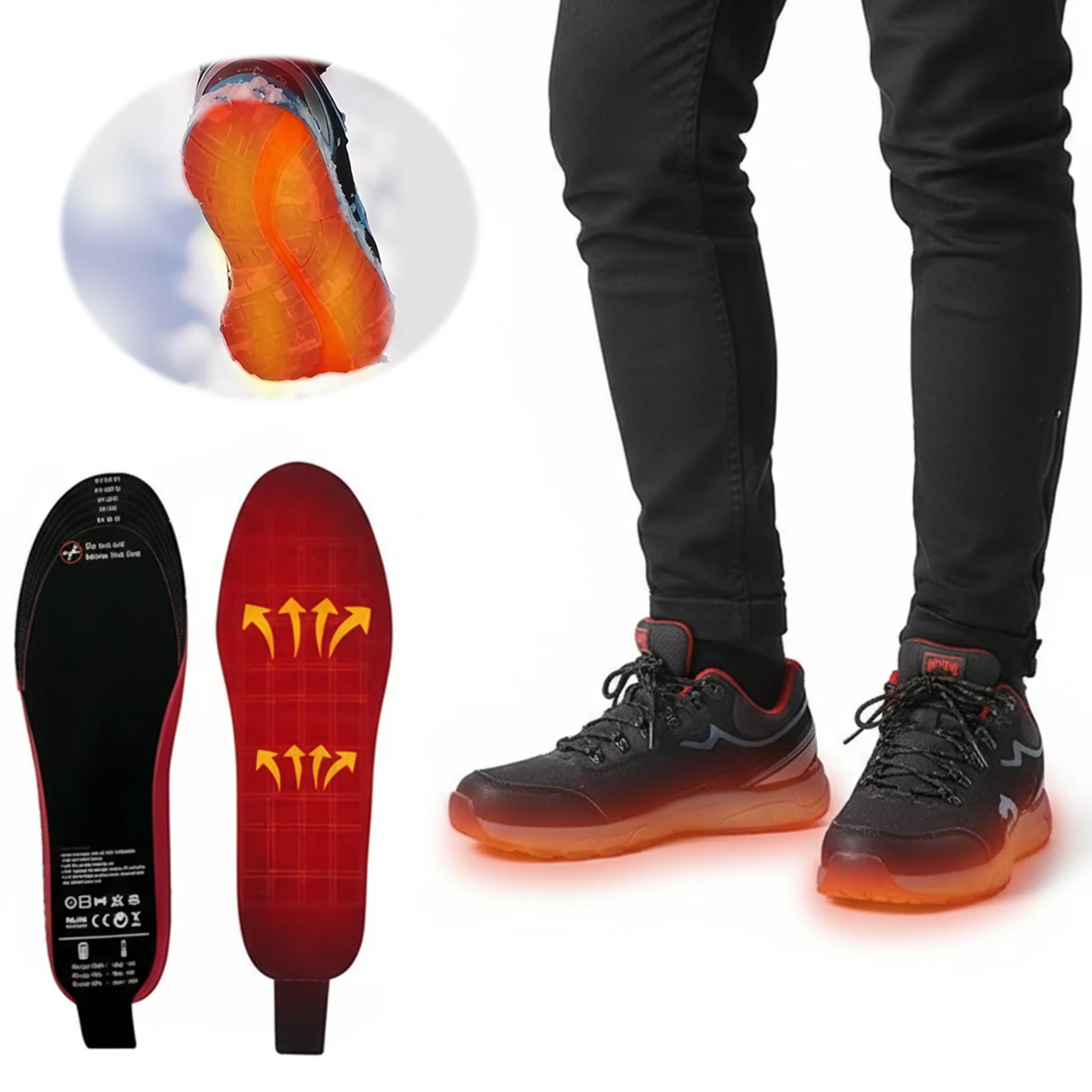 Smart Heated Insoles 3-Temperature Adjustable Electric Foot Warmer ...