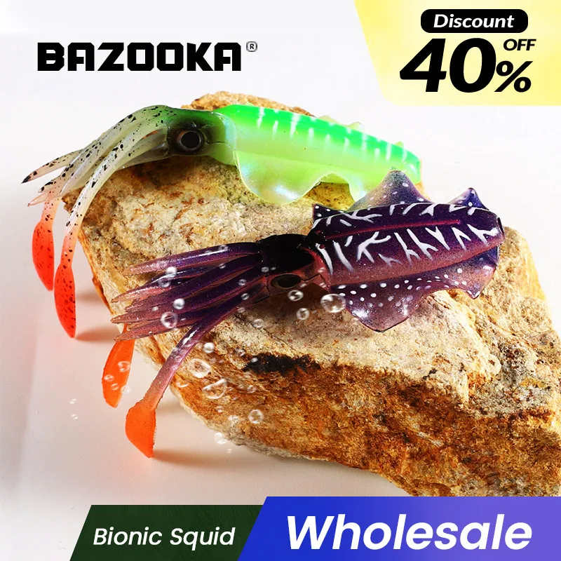 Bazooka Bionic Squid Lure Fishing Soft Silicone Trolling Luminous ...