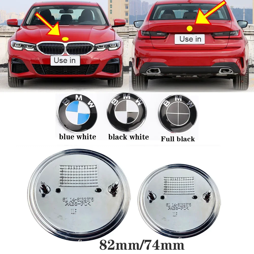 2Pcs-82mm-74mm-Car-Emblem-Badge-Hood-Front-Rear-Trunk-Logo-For-Bmw-E46 ...